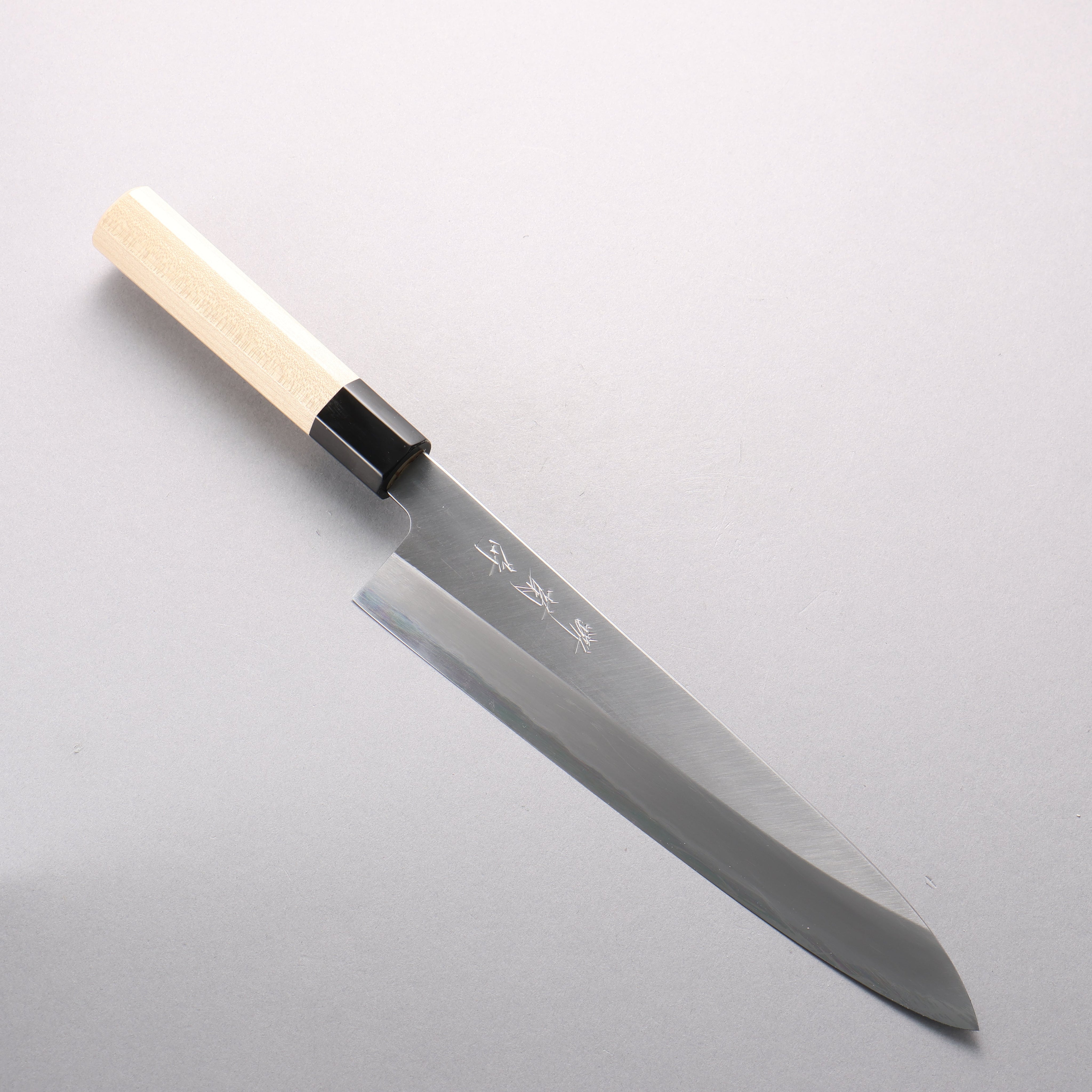 堺 菊守 白一鋼 牛刀包丁 240mm 朴 (口輪：水牛)柄 – 清助刃物 Japan